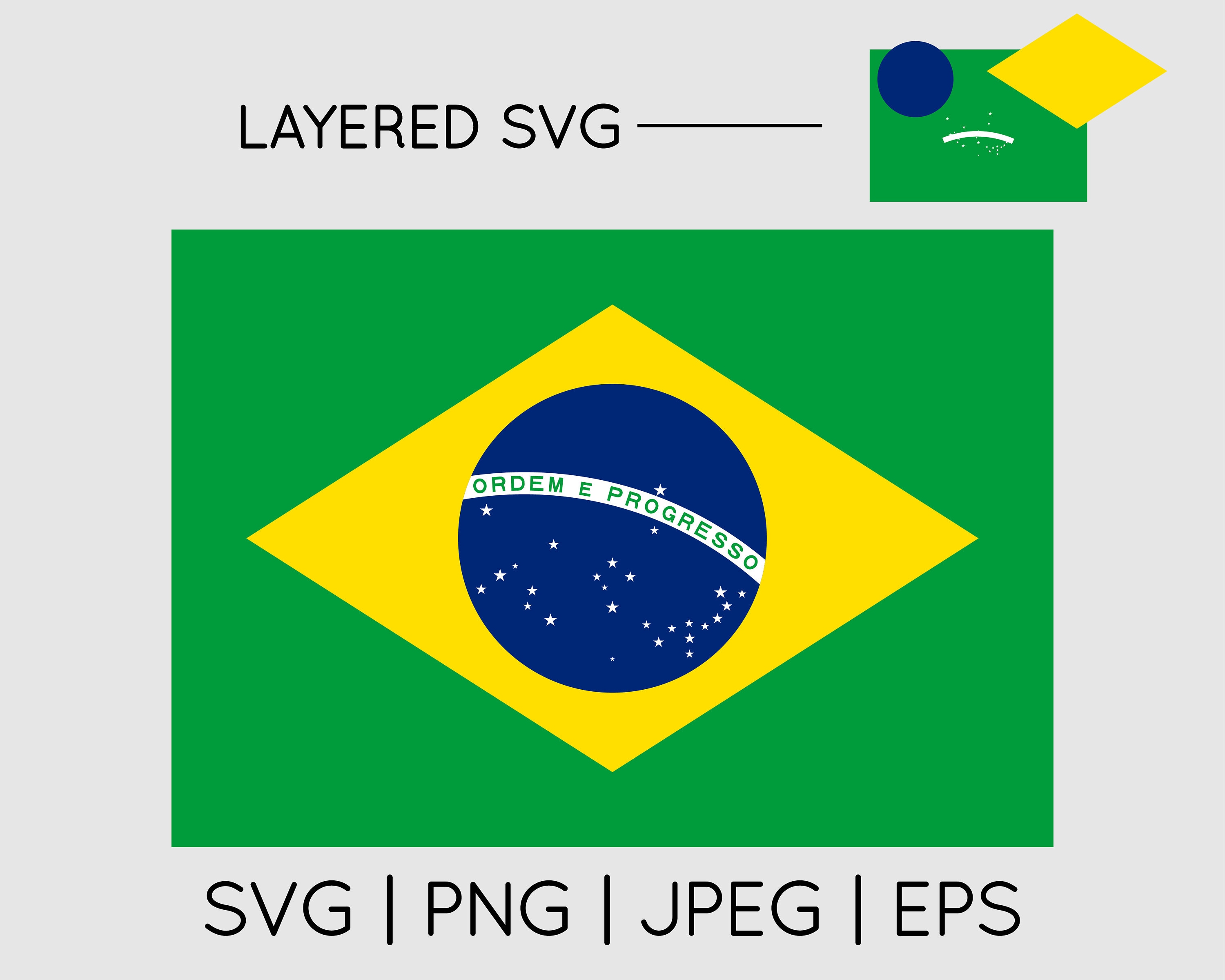 Brazil Flag | SVG EPS PNG Instant Digital Download Clipart Vector ...