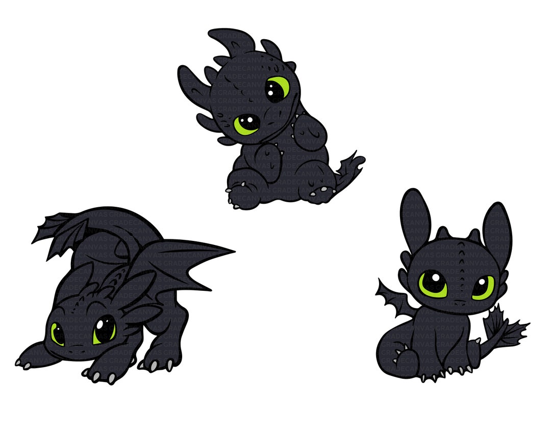 Dragon, Toothless | Layered SVG & PNG Instant Digital Download Clipart ...