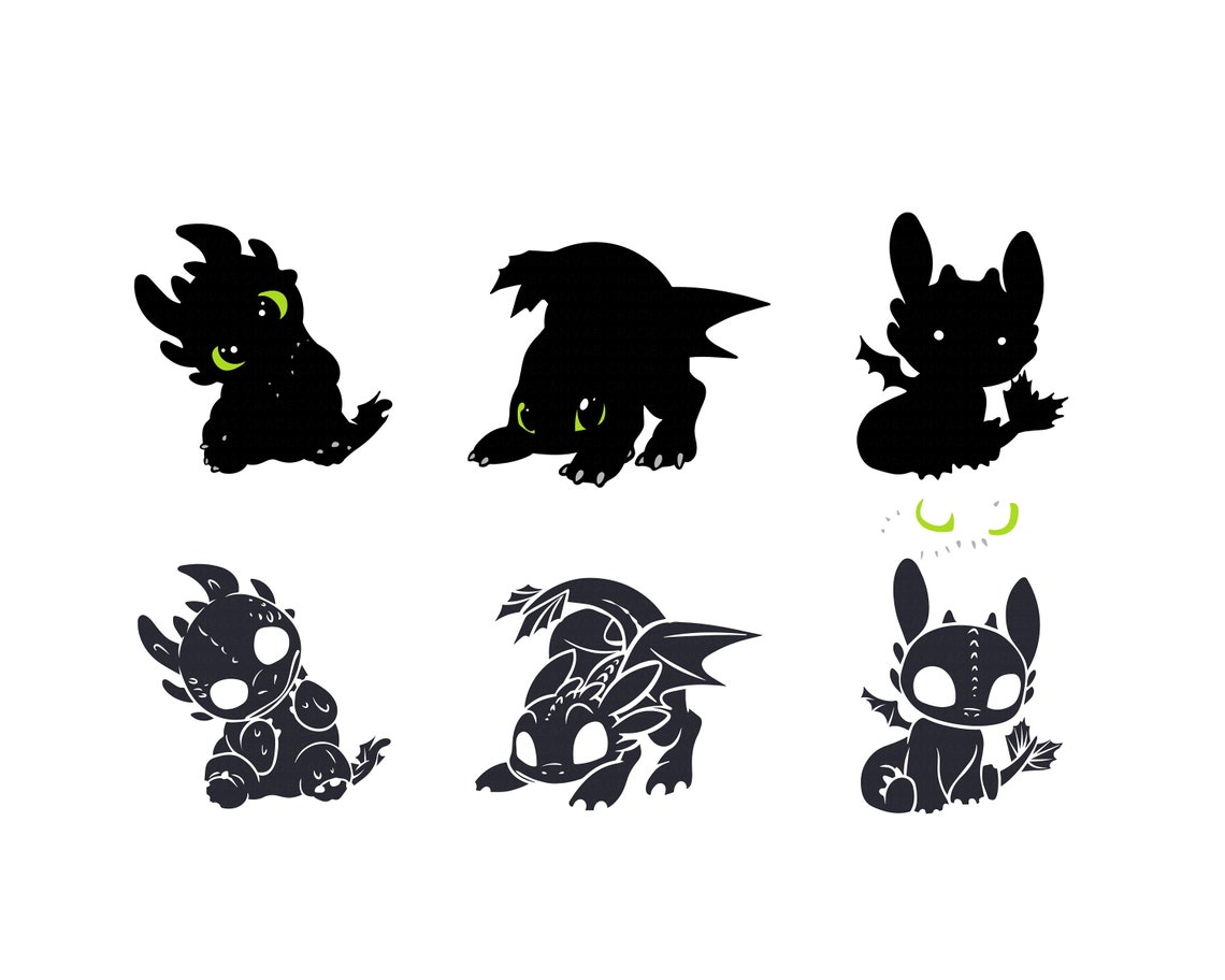 Dragon, Toothless | Layered SVG & PNG Instant Digital Download Clipart ...