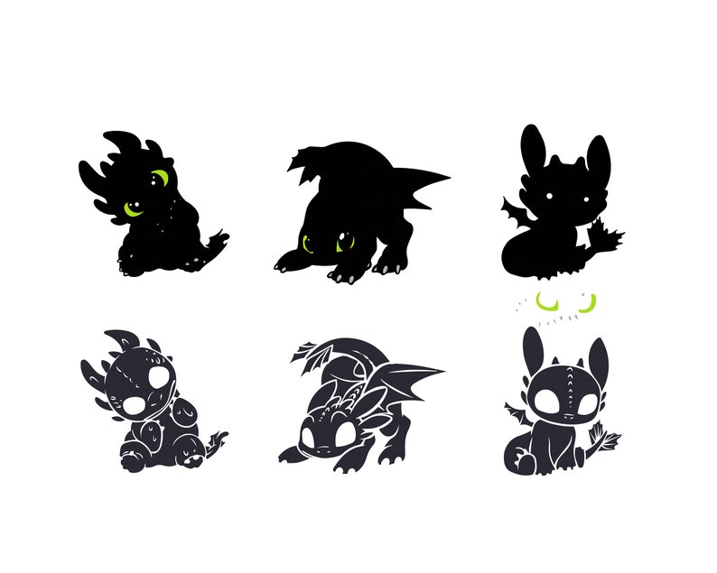 Dragon, Toothless | Layered SVG & PNG Instant Digital Download Clipart ...