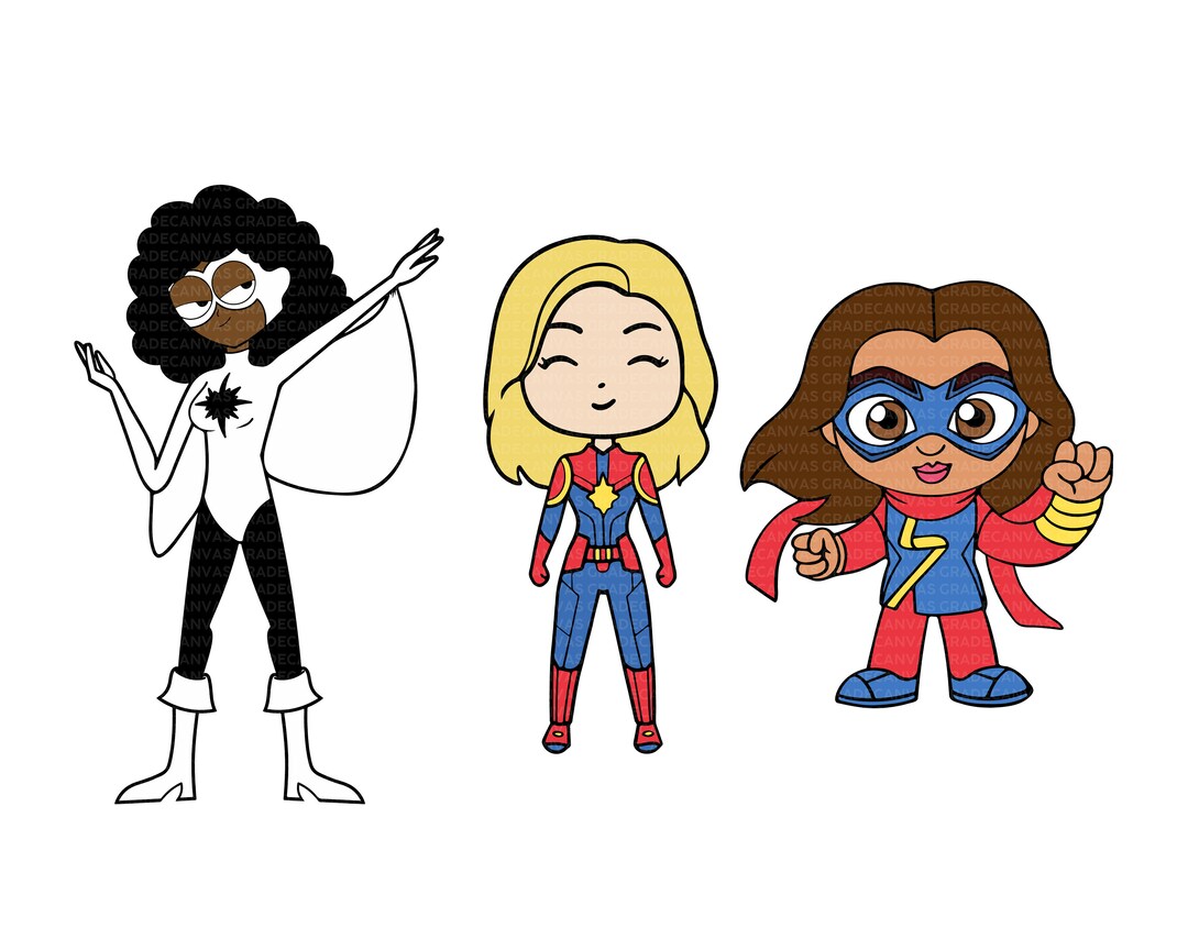 The Marvels, Ms Marvel, Captain Marvel Layered SVG & PNG Instant ...