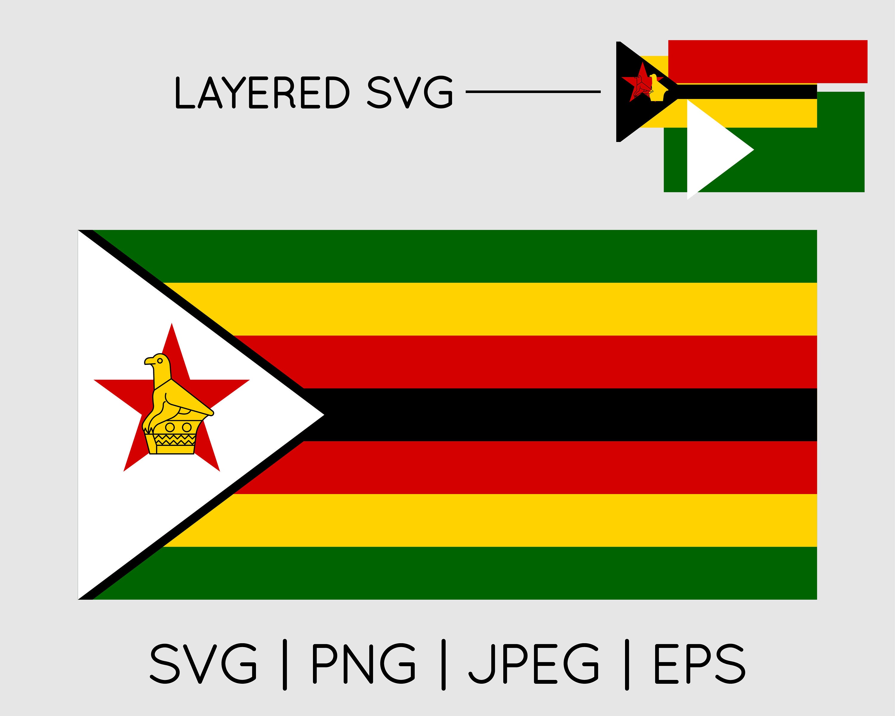Zimbabwe Flag SVG EPS PNG Jpeg Instant Digital Download Clipart Vector ...