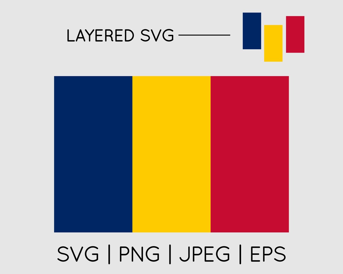 Chad Flag | SVG EPS PNG Instant Digital Download Clipart Vector Outline ...