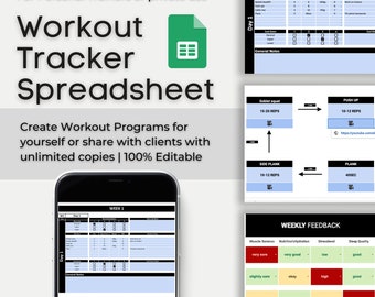Workout Planner Google Sheets Spreadsheet for Personal Trainers ...