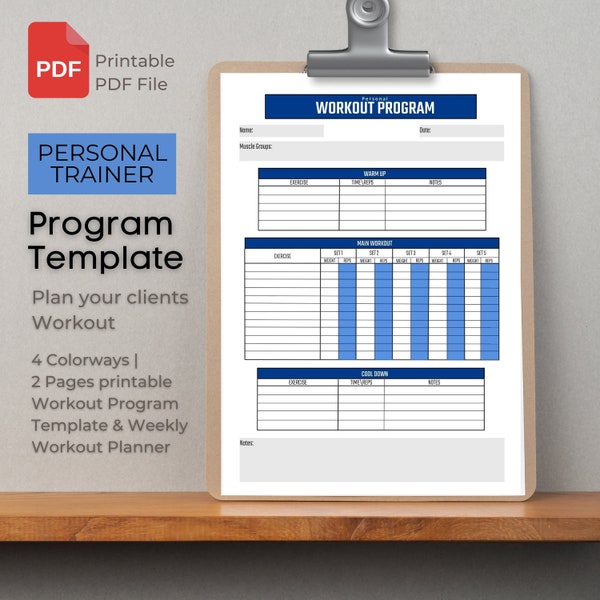 Personal Trainer Program Template - Etsy