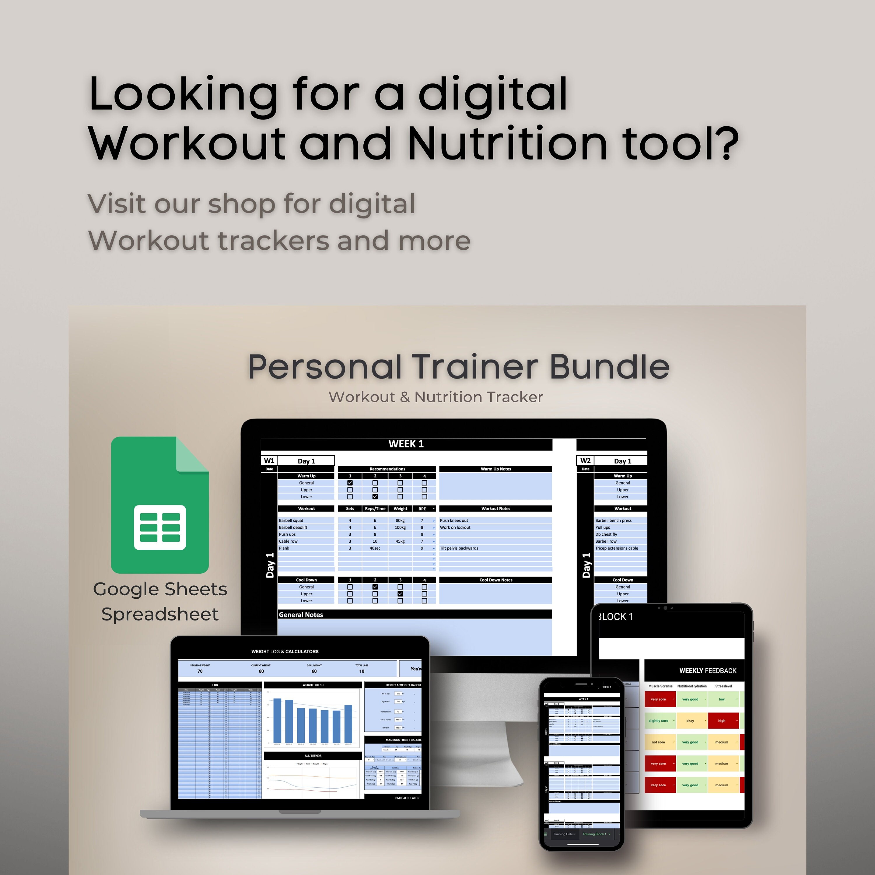 Personal Trainer Workout Tracker Template Printable Exercise Planner ...