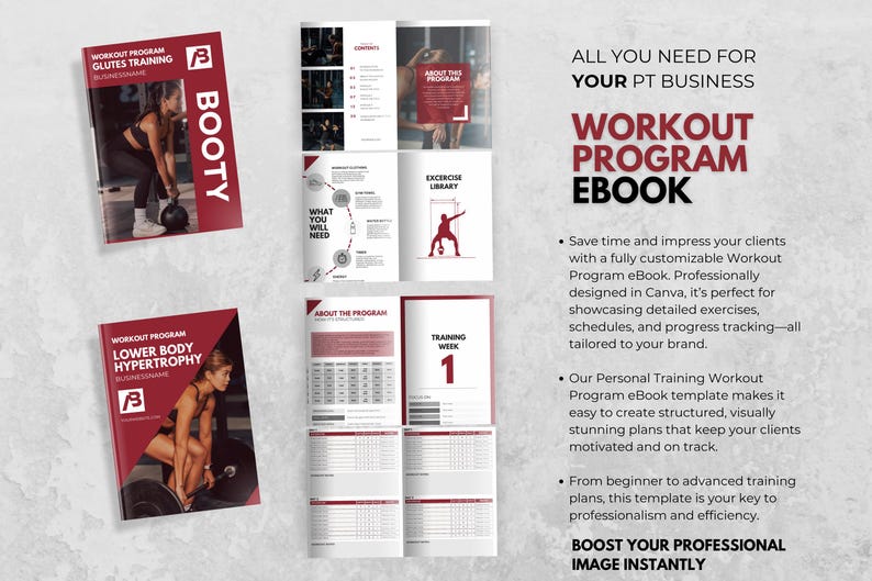 Customizable Workout Program Canva Template – Personal Trainer Fitness ...