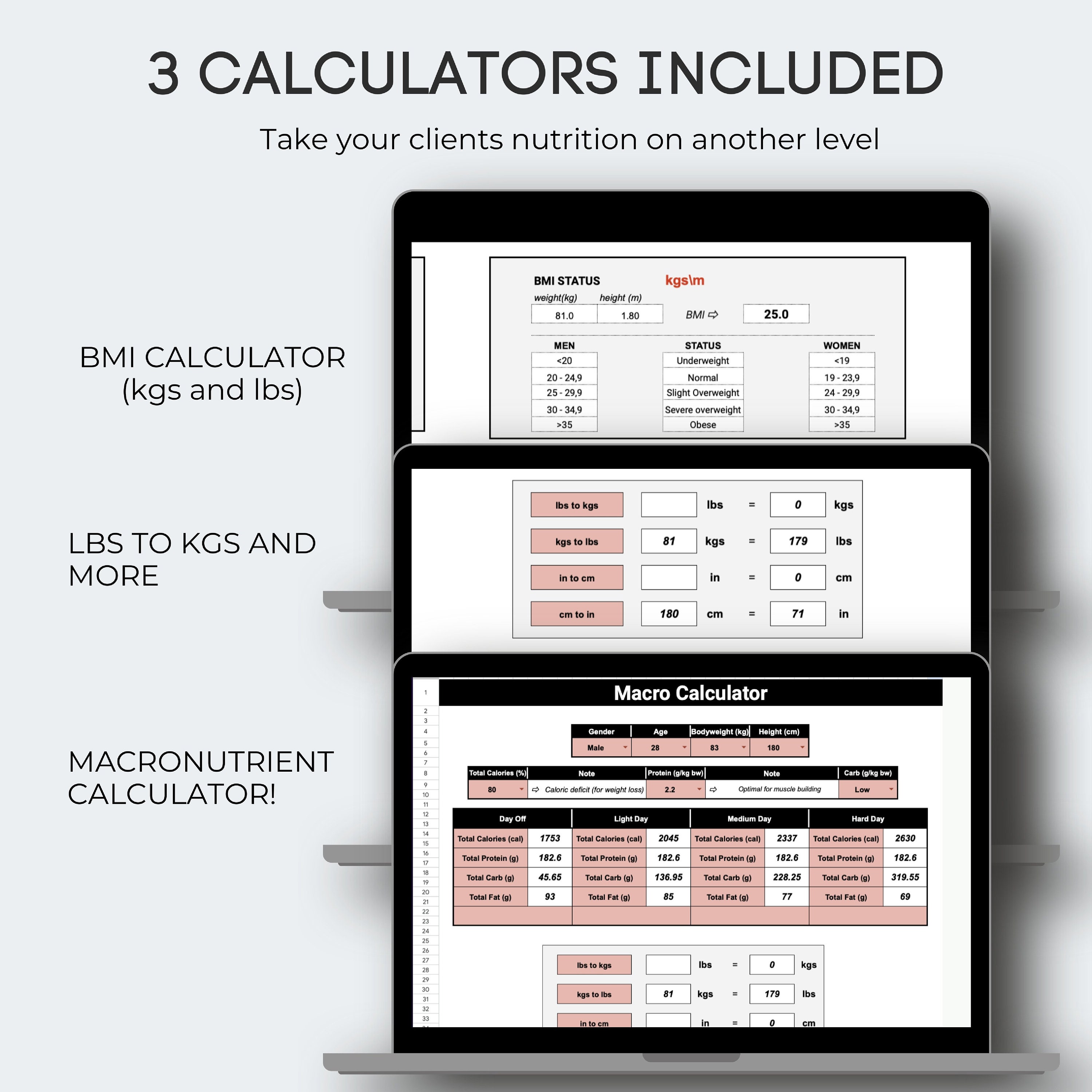Personal Trainer Workout and Nutrition Spreadsheet for Google Sheets ...