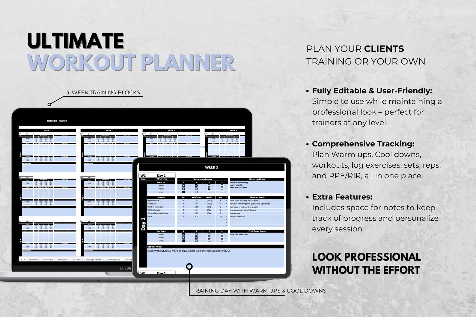 Personal Trainer Workout and Nutrition Spreadsheet for Google Sheets ...