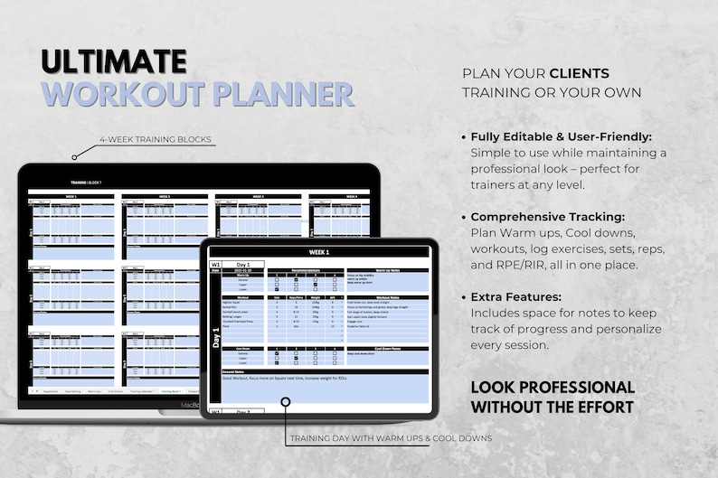 Personal Trainer Workout and Nutrition Spreadsheet for Google Sheets, Workout Tracker, Habit ...