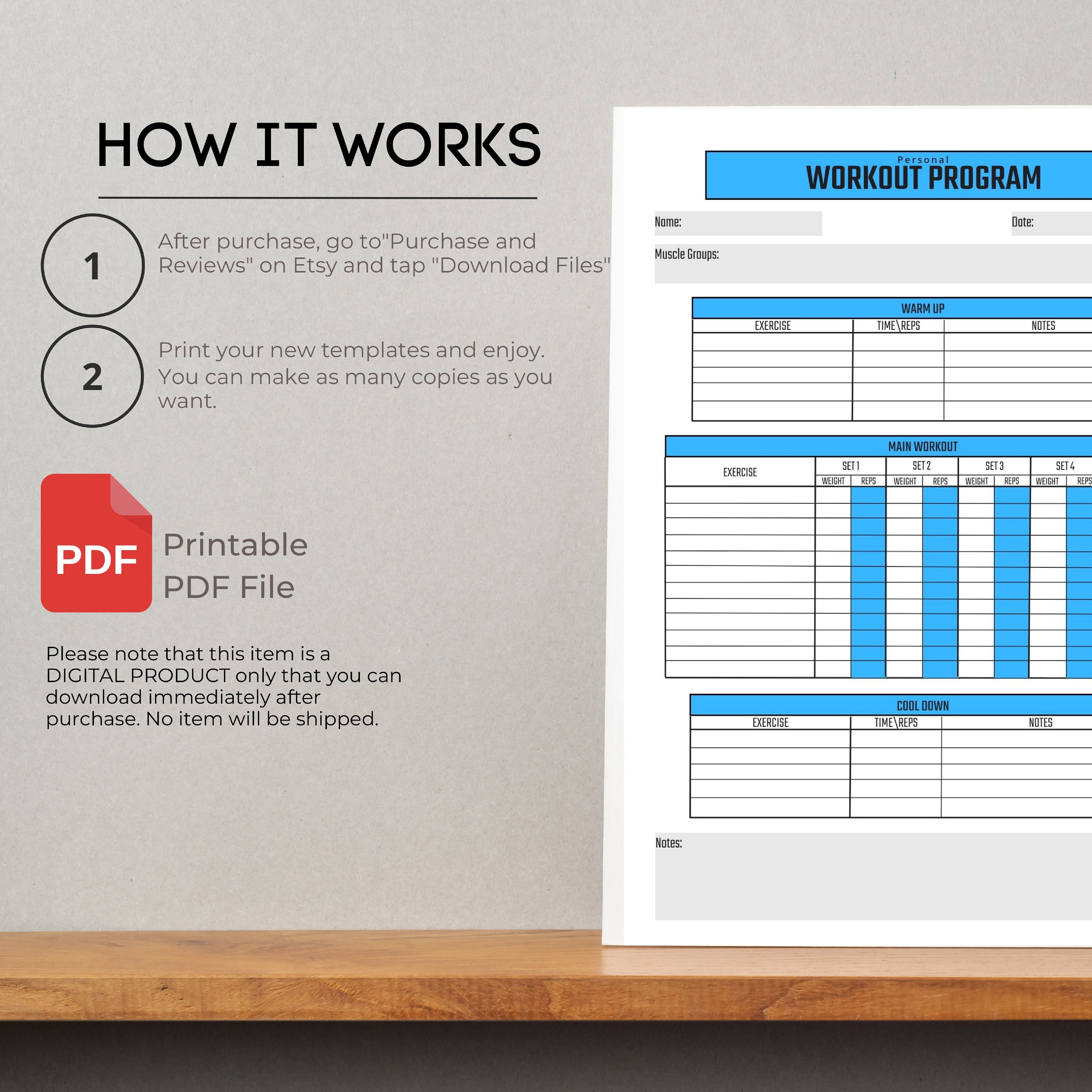 Personal Trainer Workout Tracker Template Printable Exercise Planner ...