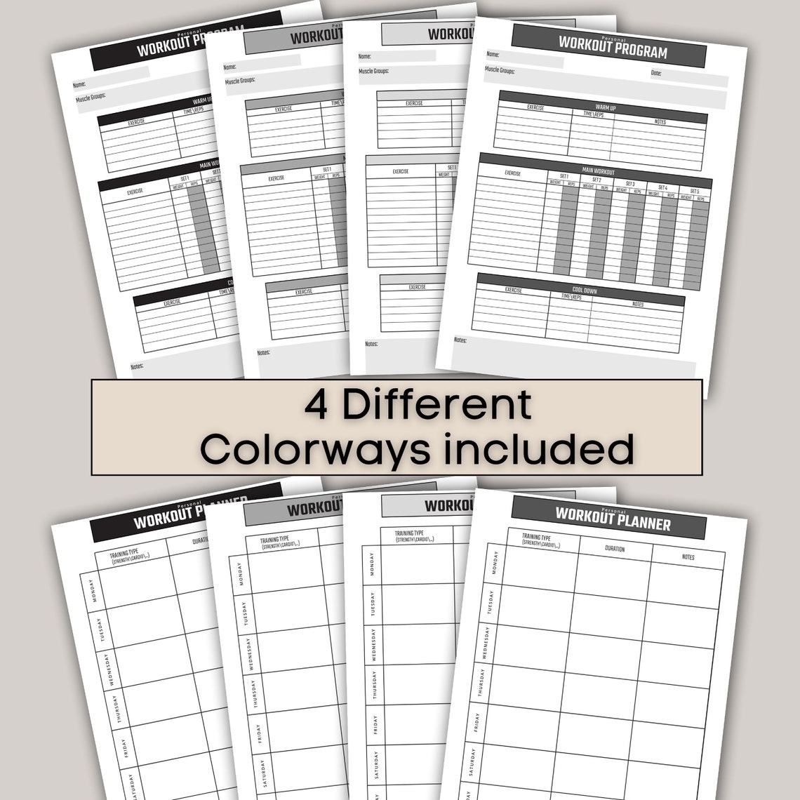 Personal Trainer Workout Tracker Template Printable Exercise Planner ...