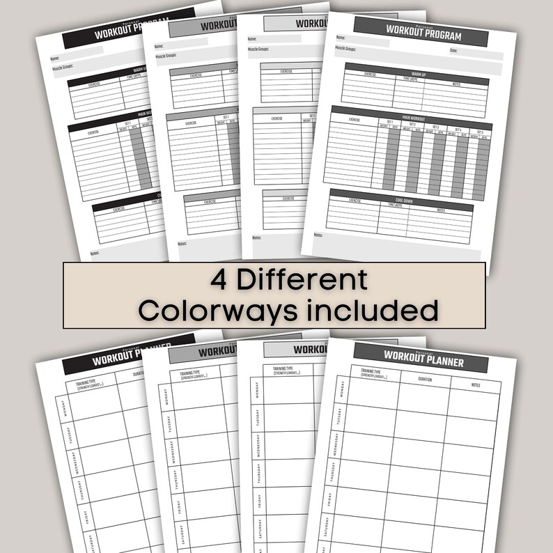 Personal Trainer Workout Tracker Template Printable Exercise Planner ...