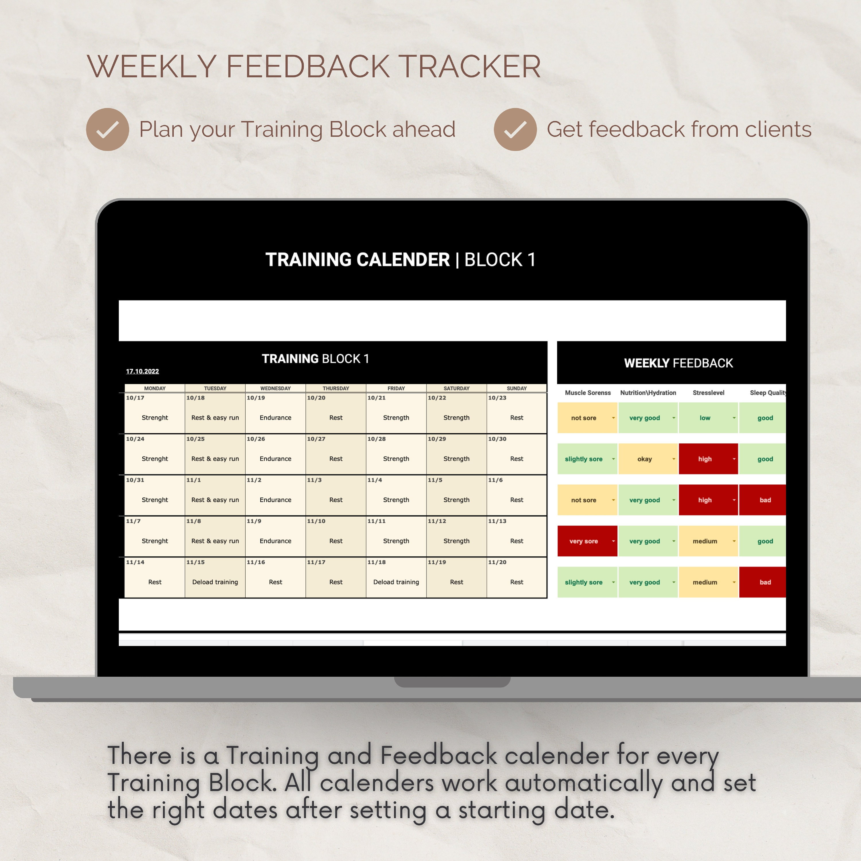 Personal Trainer Workout and Nutrition Spreadsheet for Google Sheets ...