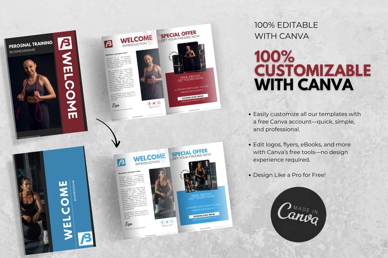 Personal Trainer Template Editable With Canva, Fitness Coaching ...