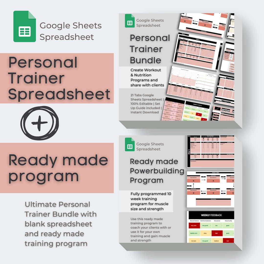 Personal Trainer Workout and Nutrition Spreadsheet for Google Sheets ...
