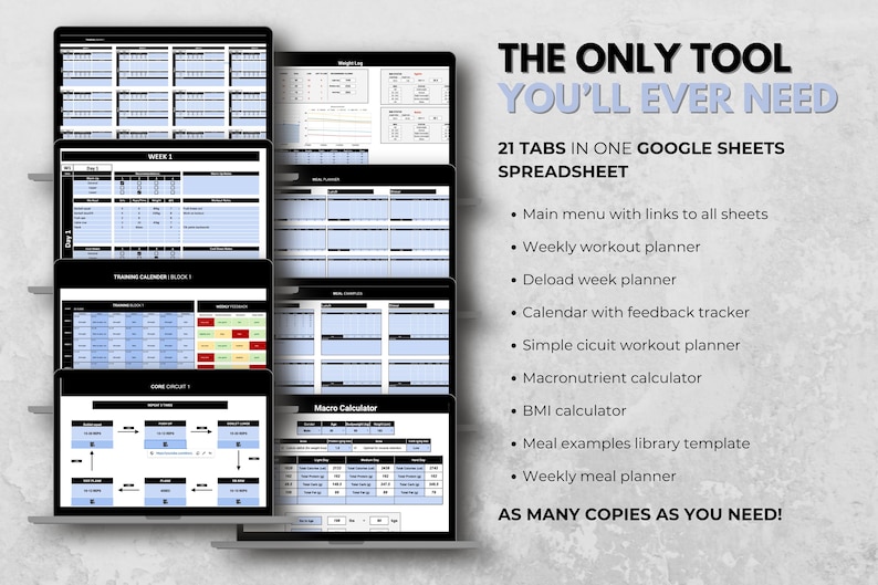 Personal Trainer Workout and Nutrition Spreadsheet for Google Sheets ...