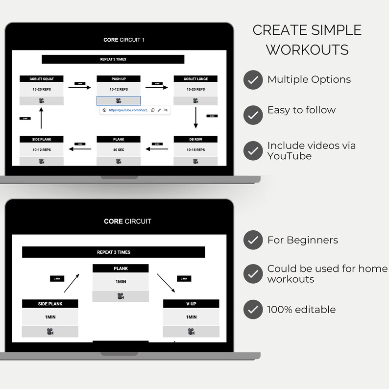 Workout Planner Google Sheets Spreadsheet for Personal Trainers ...
