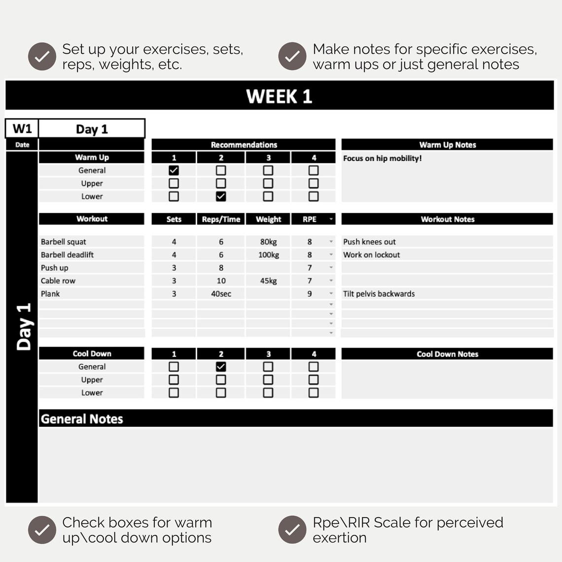 Workout Planner Google Sheets Spreadsheet for Personal Trainers ...