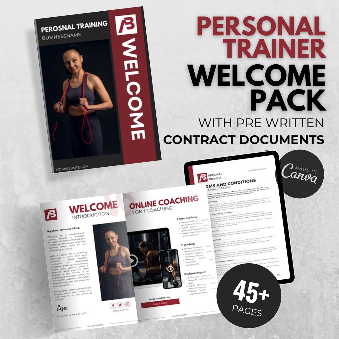 Personal Trainer Canva Template Bundle – Customizable Client Welcome ...