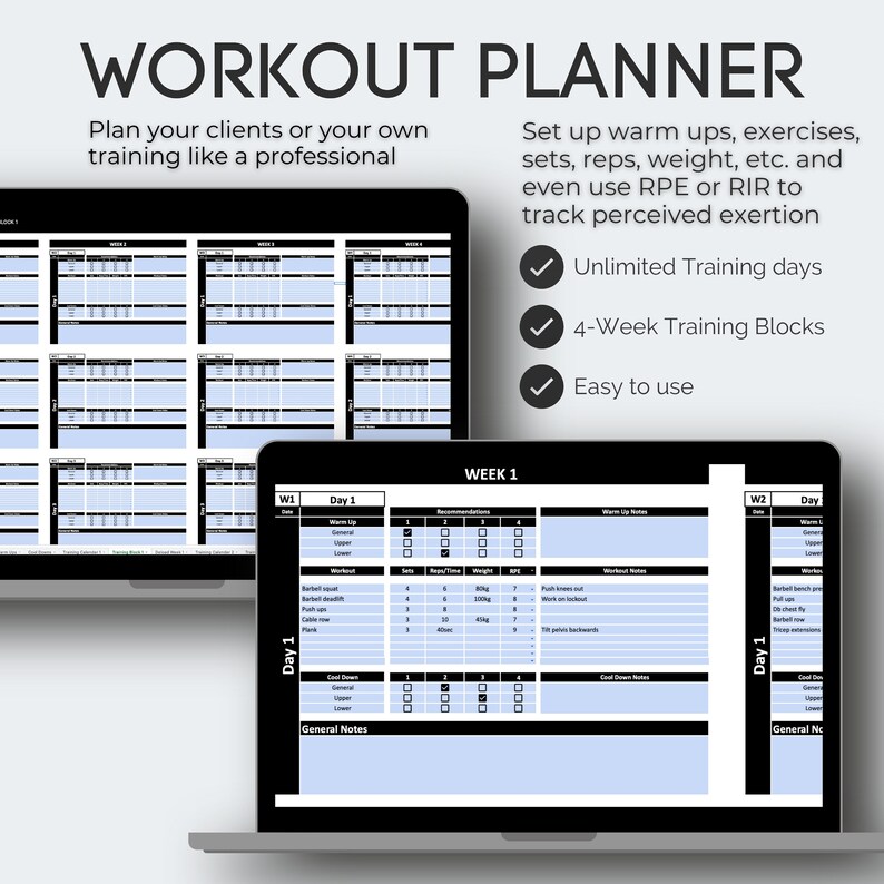 Personal Trainer Workout and Nutrition Spreadsheet for Google - Etsy