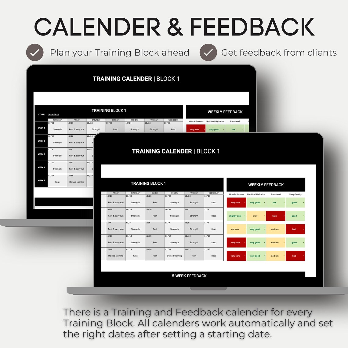 Workout Planner Google Sheets Spreadsheet for Personal Trainers ...