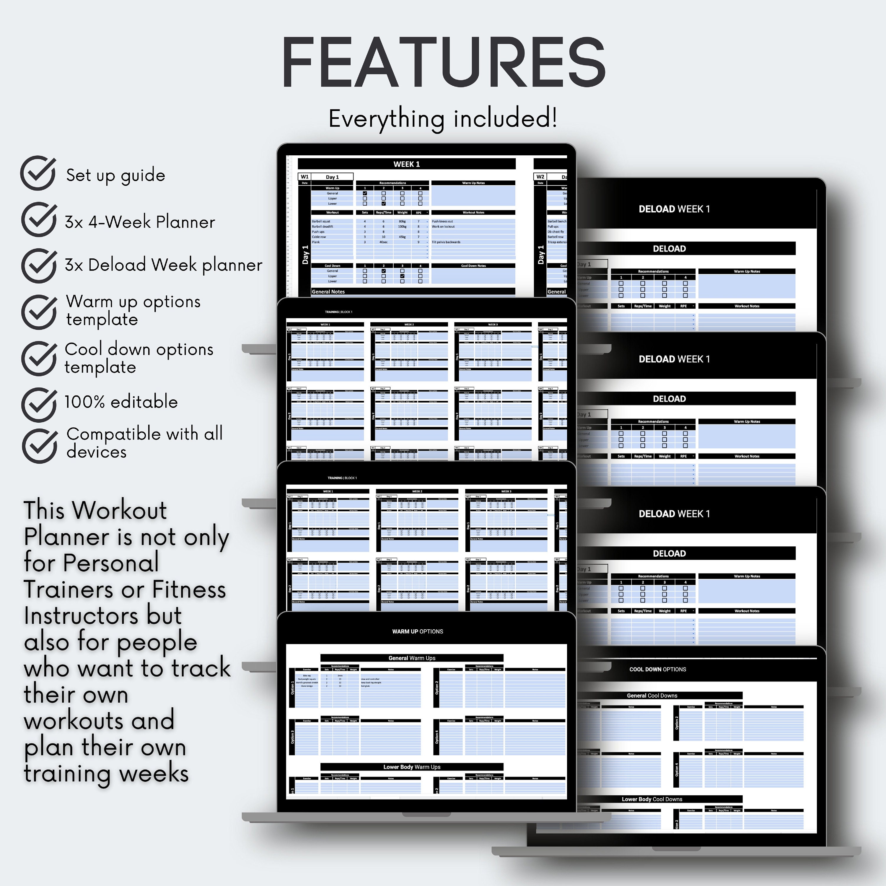 Workout Tracker Google Sheets Spreadsheet, Digital Template, Habit ...