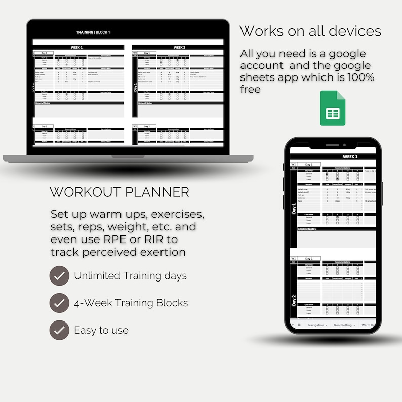 Workout Planner Google Sheets Spreadsheet for Personal Trainers ...