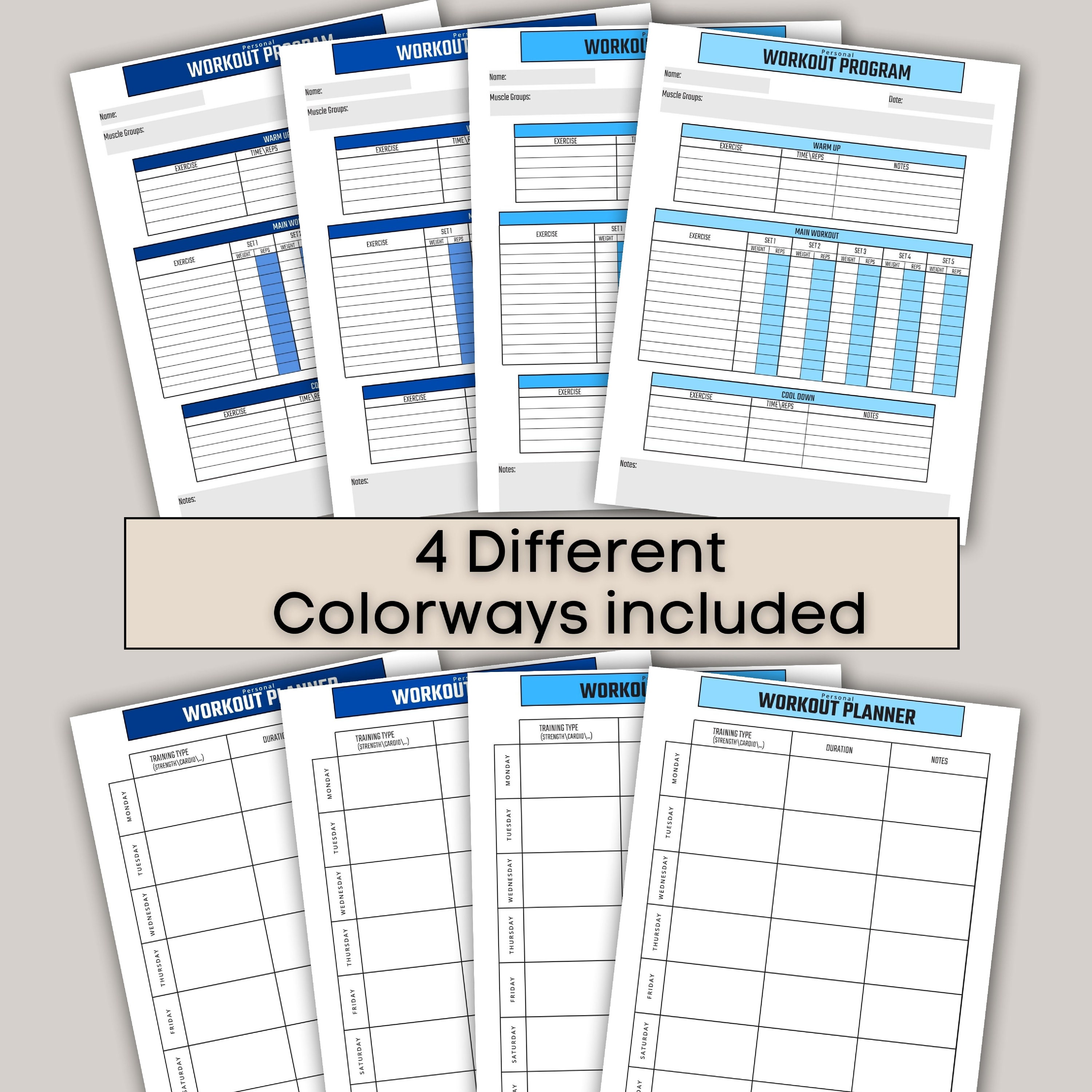 Personal Trainer Workout Tracker Template Printable Exercise Planner ...