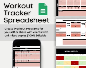 Workout Planner Google Sheets Spreadsheet for Personal Trainers ...