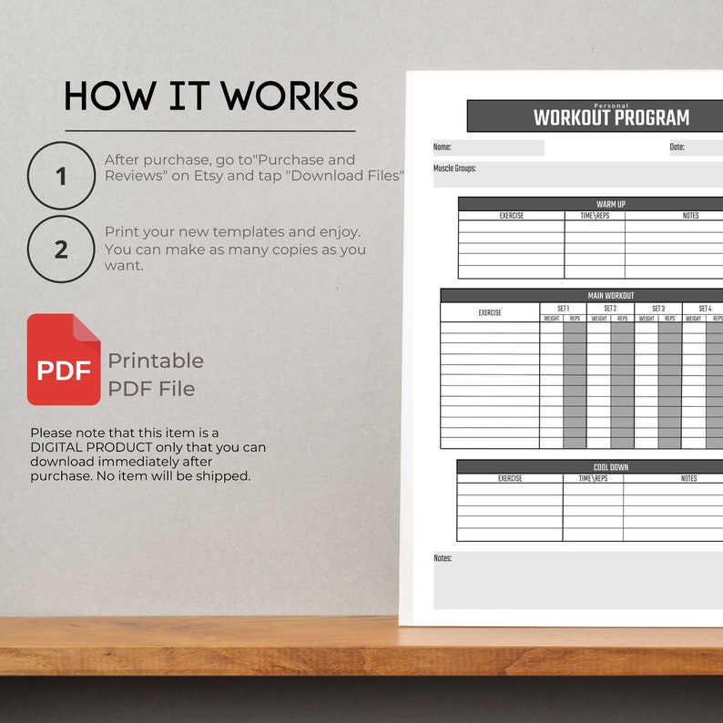 Personal Trainer Workout Tracker Template Printable Exercise Planner ...