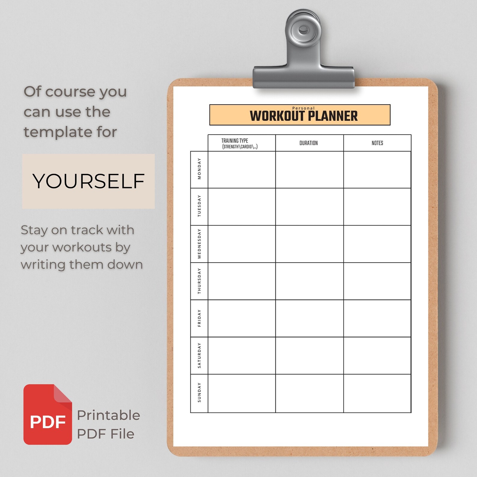 Personal Trainer Workout Tracker Template Printable Exercise Planner ...