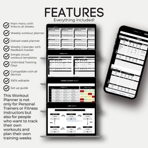 Workout Planner Google Sheets Spreadsheet for Personal Trainers ...