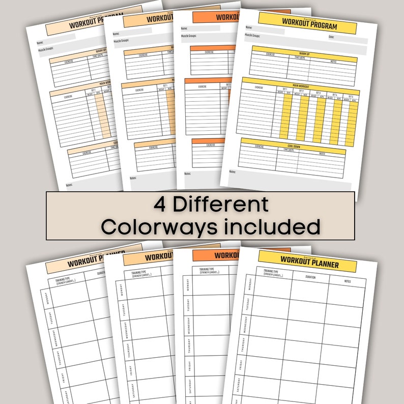 Personal Trainer Workout Tracker Template Printable Exercise Planner ...
