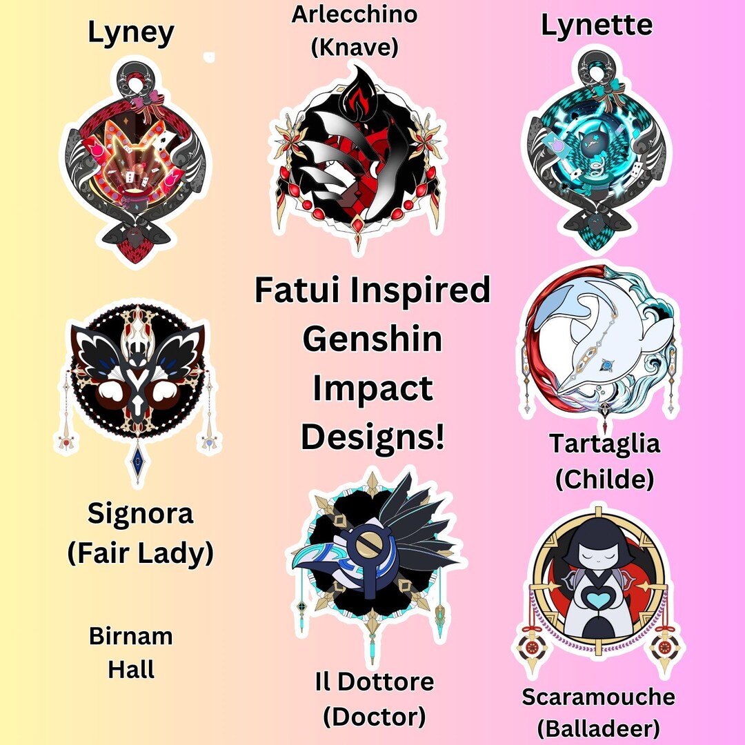 Genshin Impact Inspired Fatui Harbinger Stickers Dottore Arlecchino ...