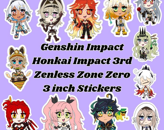 Genshin Impact Honkai Impact 3rd Zenless Zone Zero Chibi Vinyl Stickers ...