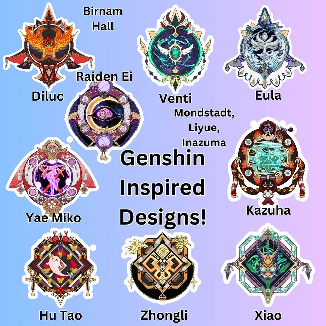 Genshin Impact Inspired Stickers - Inazuma, Mondstadt, Liyue - Diluc ...