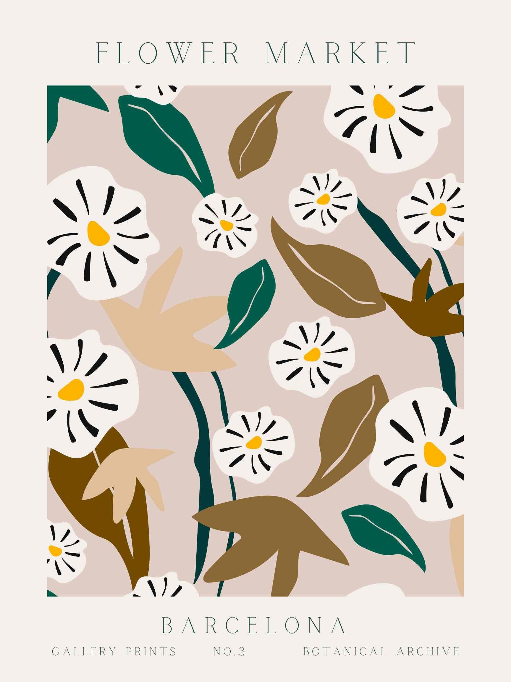 Flowers, Exhibition Poster, Flower Market, Fine Wall Art, Graphic Art ...