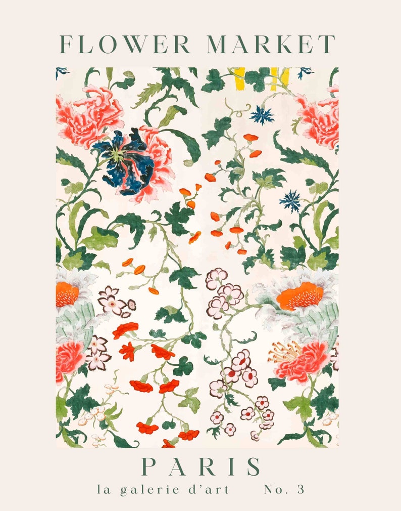 Flowers, Exhibition Poster, Flower Market, Fine Wall Art, Graphic Art ...