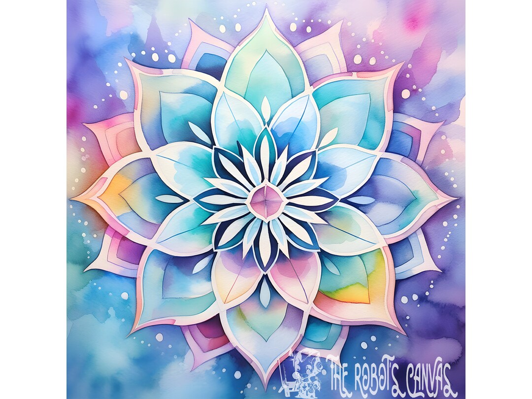 Blossoming Serenity: Watercolor Floral Mandala Artwork, Digital Download Instant Art C3a3 - Etsy