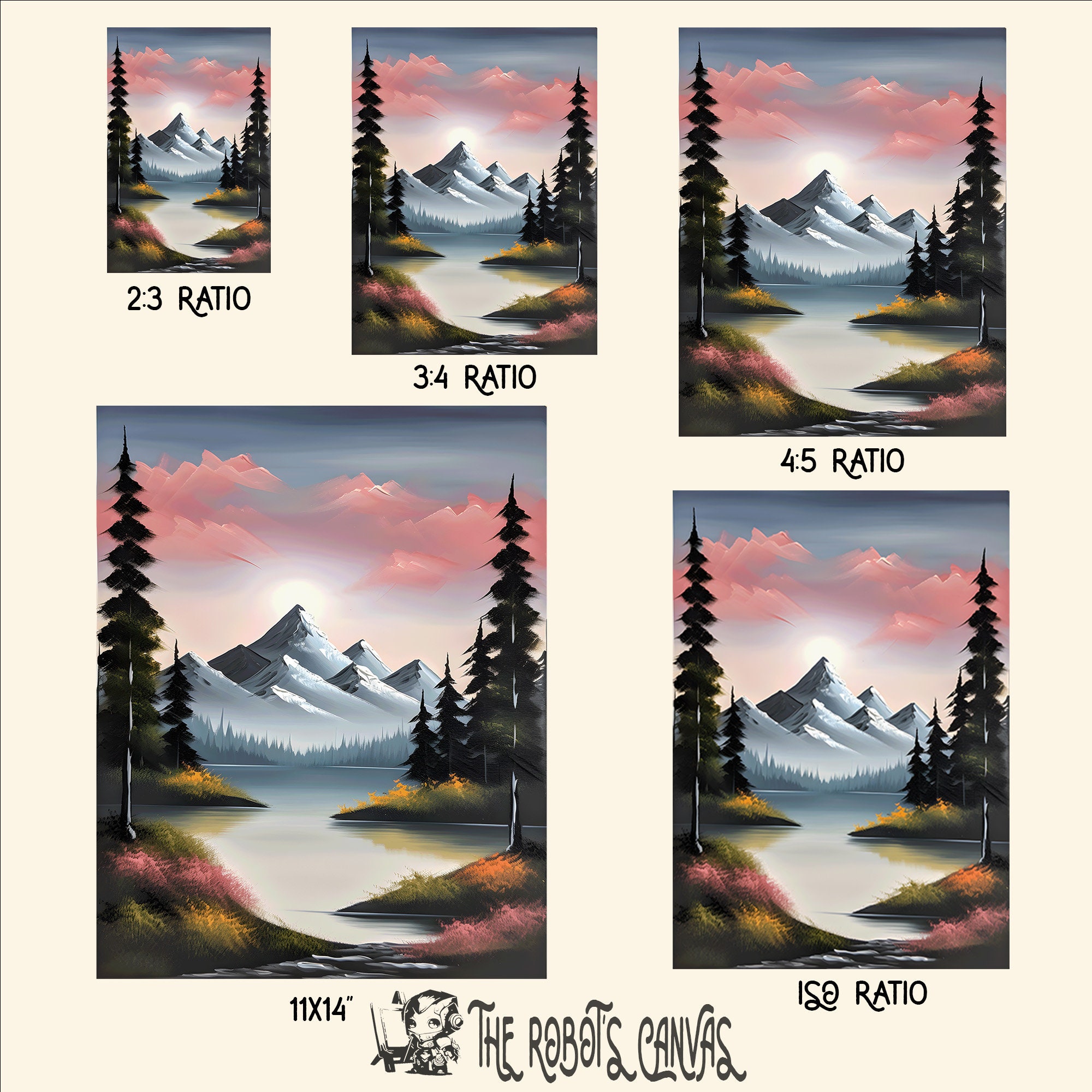 Digital Download, Bob Ross Style Landscape, Serene River, Scenic Art ...