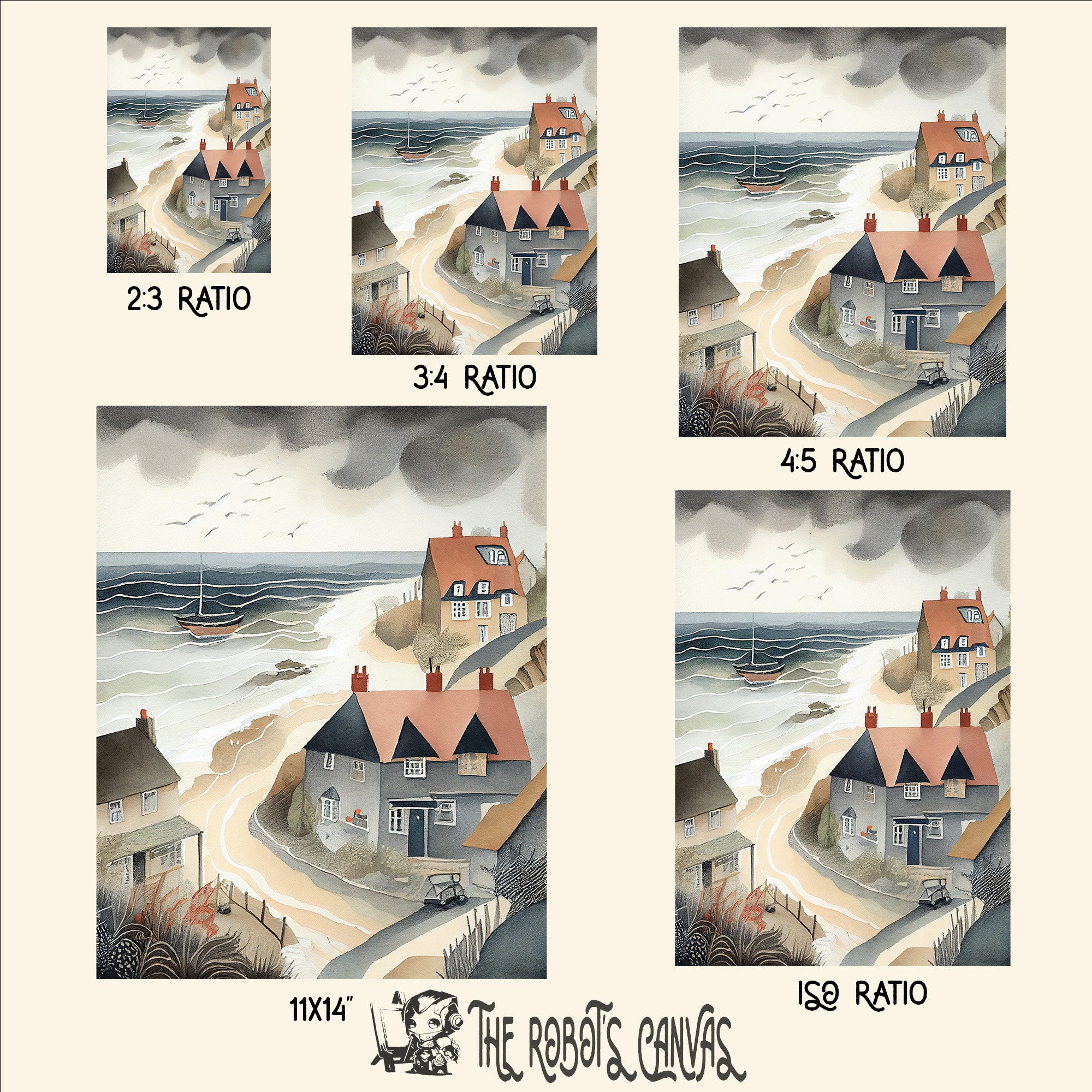 Misty Morning Harbor: an Eric Ravilious-inspired Mixed Media Digital ...