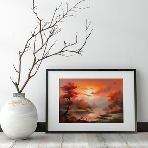 Evening Reverie: A Bob Ross-inspired Sunset Dreamscape, Digital ...