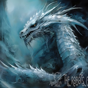 Digital Download, Mythical Ice Dragon Oil Painting, Instant Access ...