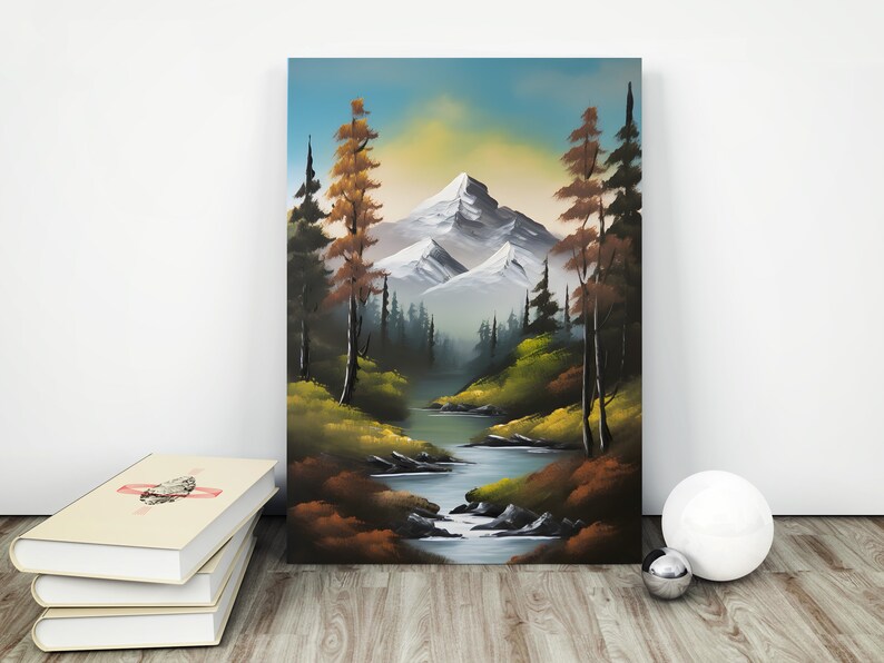 Digital Download, Tranquil Bob Ross-style Forest Landscape With ...