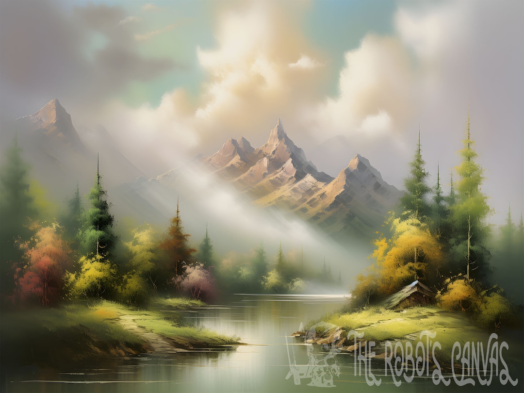 Digital Download Bob Ross-style Print Instant Art, Printable Wall Decor ...