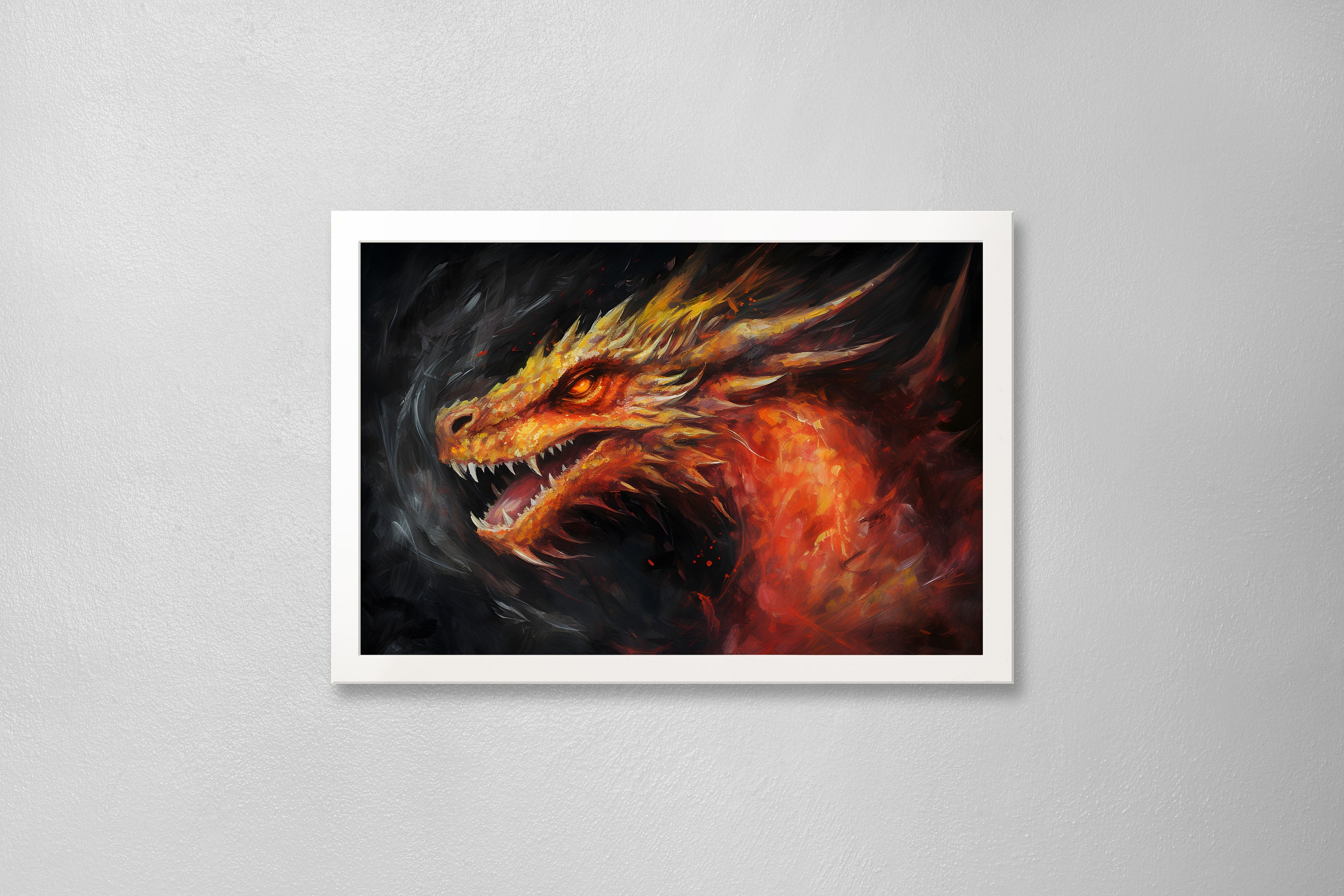 Digital Download, Gothic Dragon Oil Painting, Instant Access Printable ...