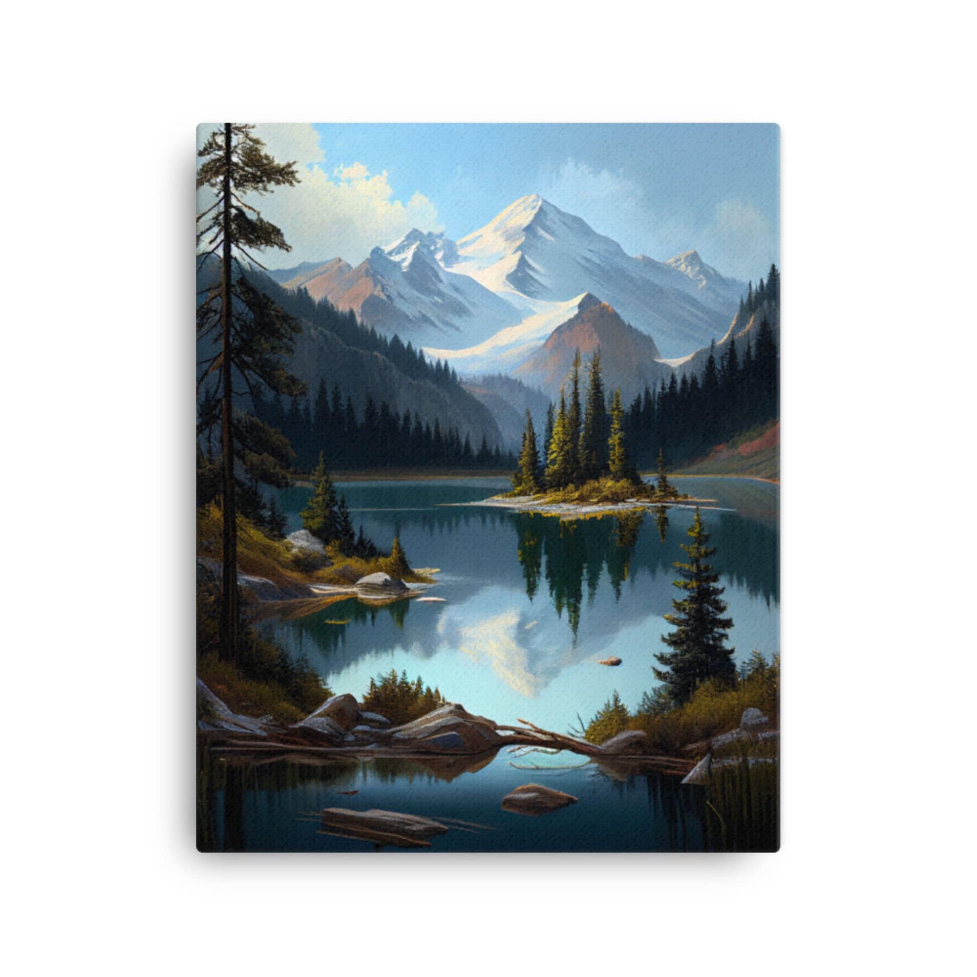Alpine Lake Serenity: A Bob Ross-inspired Landscape Painting of a ...