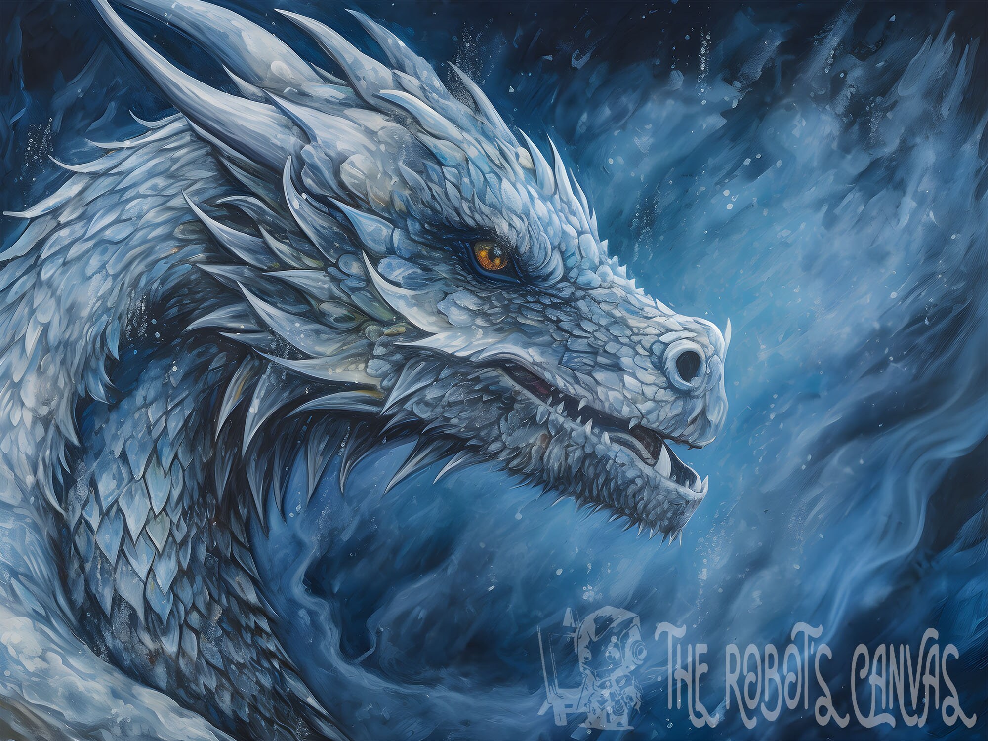 Digital Download, Mythical Ice Dragon Oil Painting, Instant Access ...