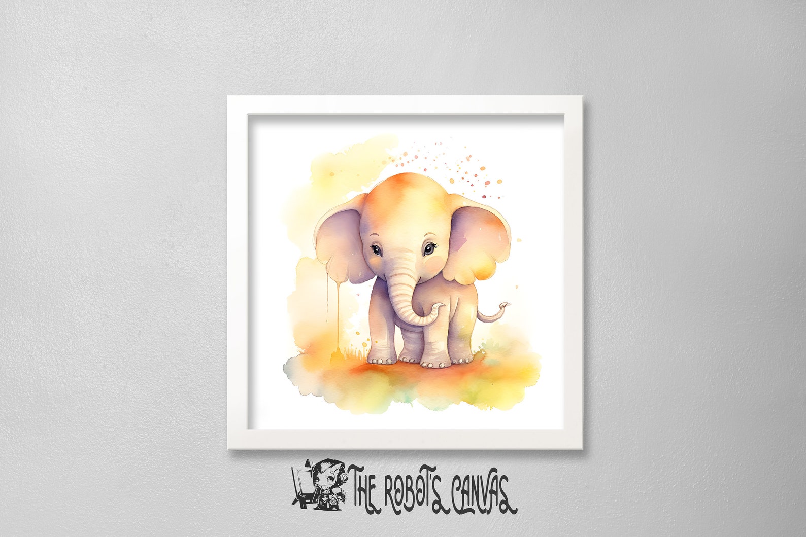 Sunlit Glee: Chibi Elephant Watercolor Digital Download Instant Art for ...